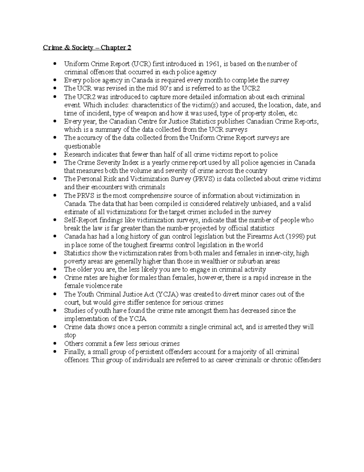 Crime and Society Chapter 2 - Crime & Society – Chapter 2 Uniform Crime ...