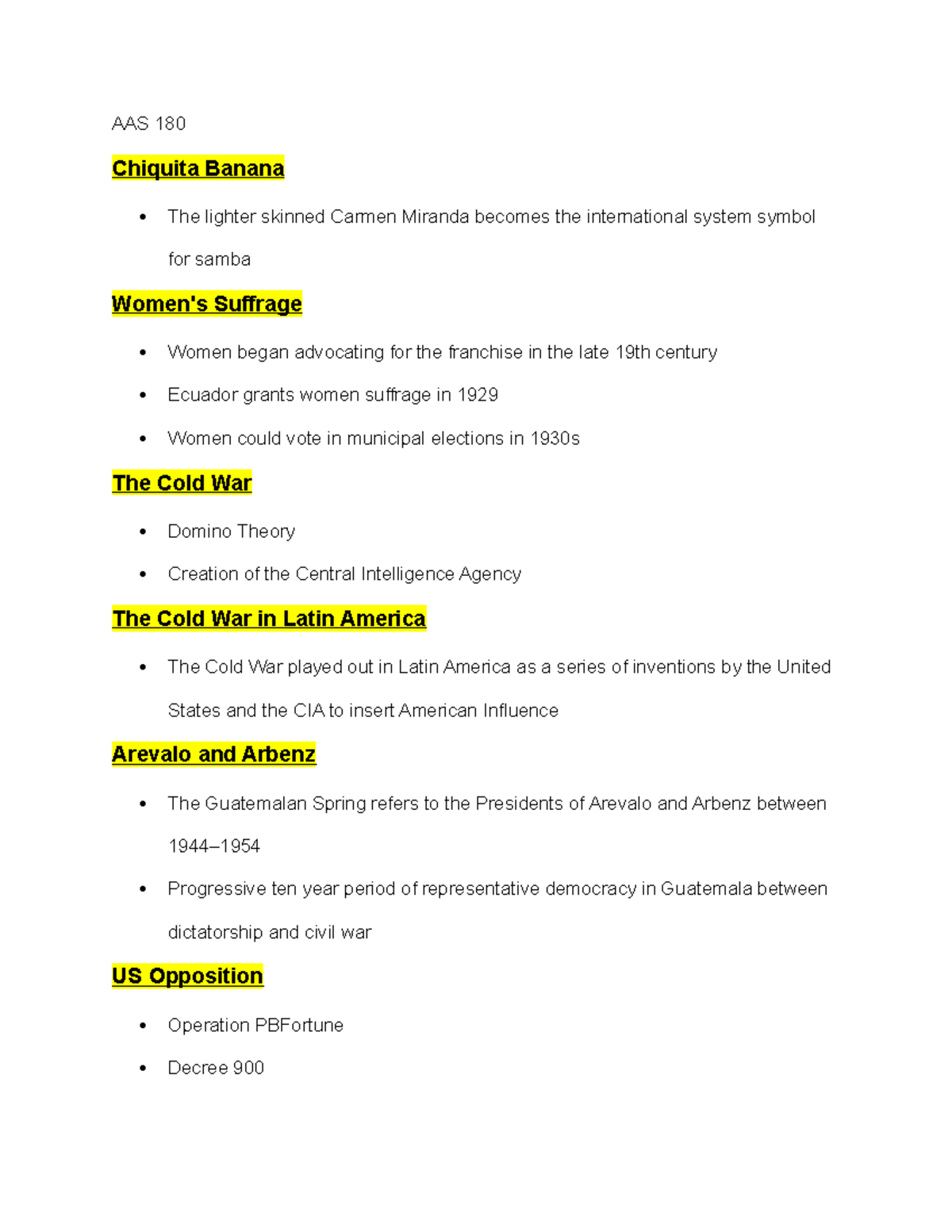 AAS 180 DAY8 - The Cold War in Latin America - AAS 180 Chiquita Banana ...