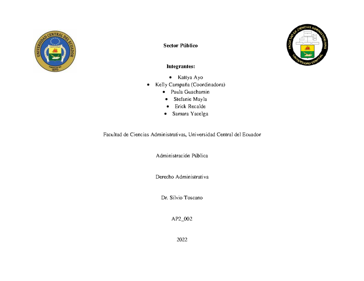 Sector Publico grupo 1 - Sector Público Integrantes: Kattya Ayo Kelly ...