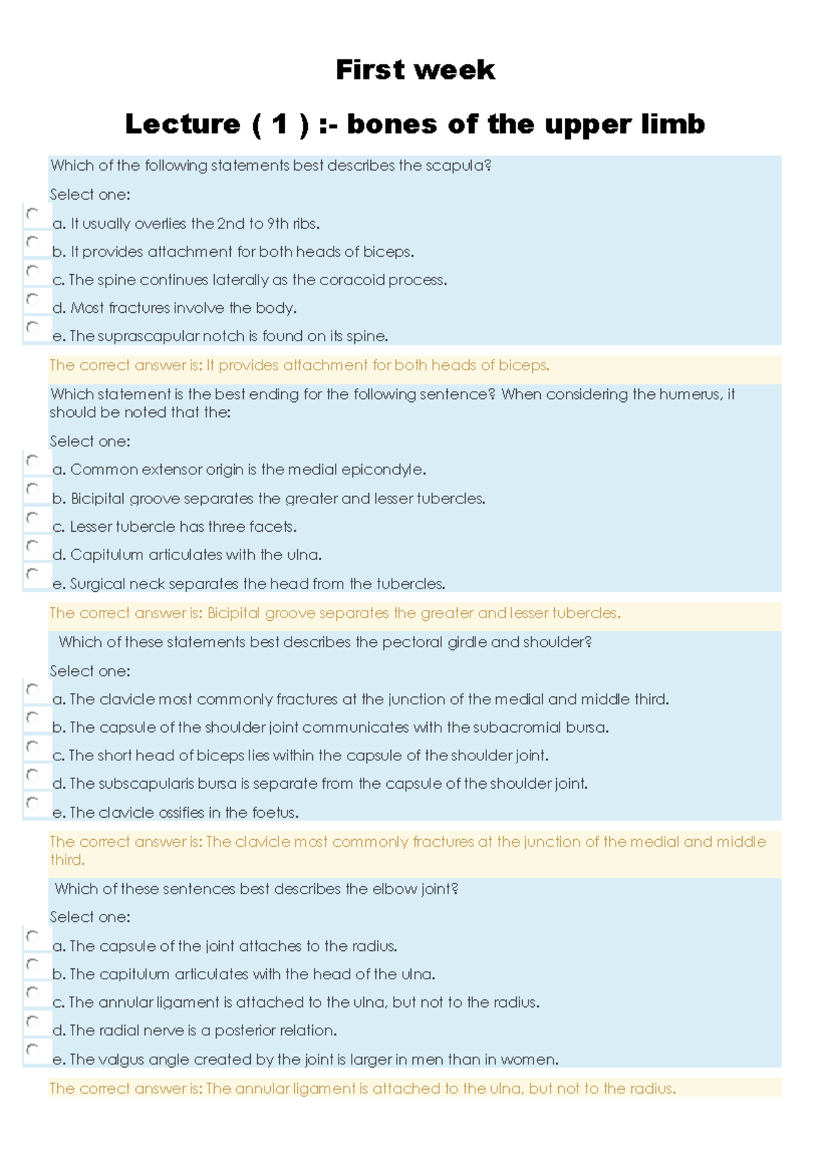 MCQ.formative MSk - Pharmacology II - First week Lecture ( 1 ) :- bones ...