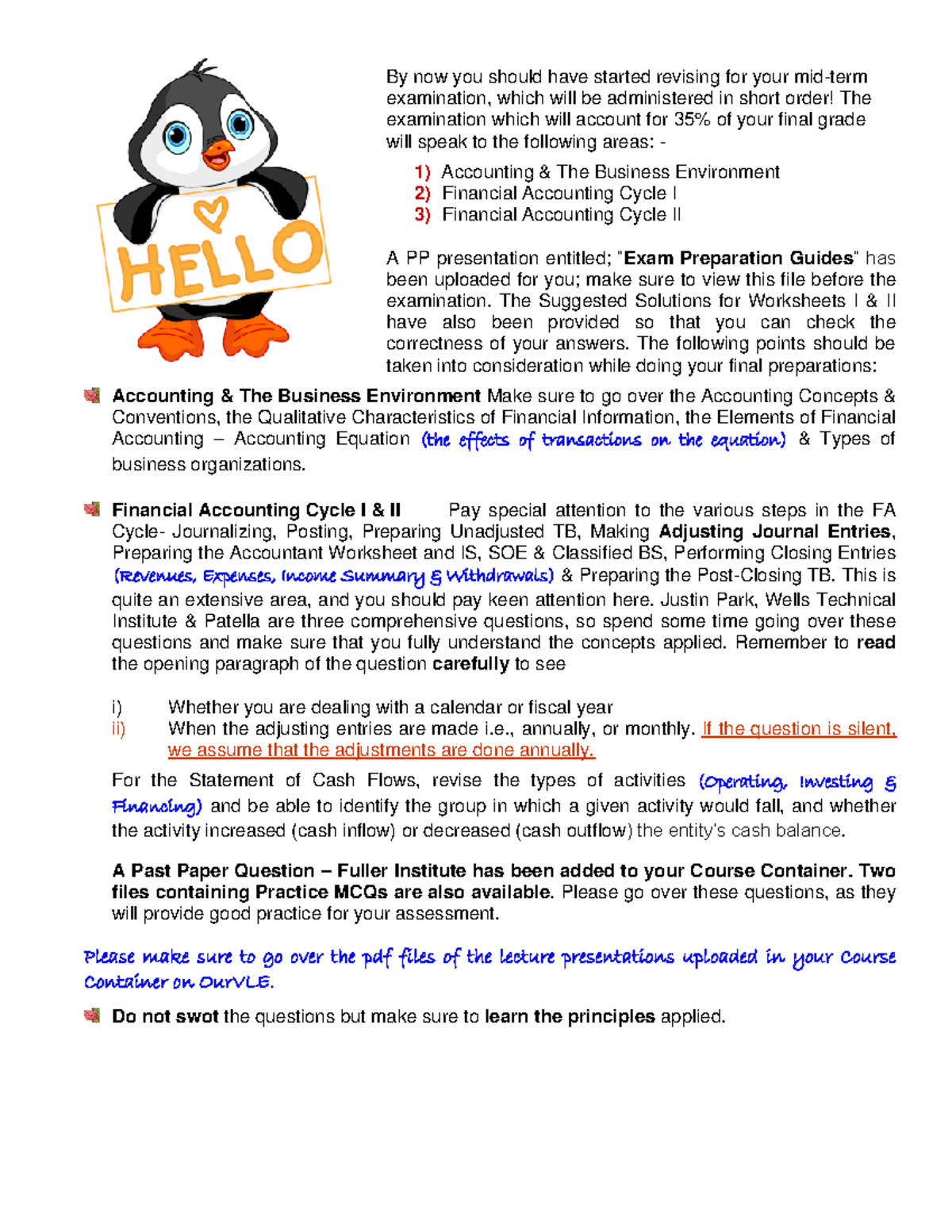 Mid-Term Assessment Format - By now you should have started revising ...
