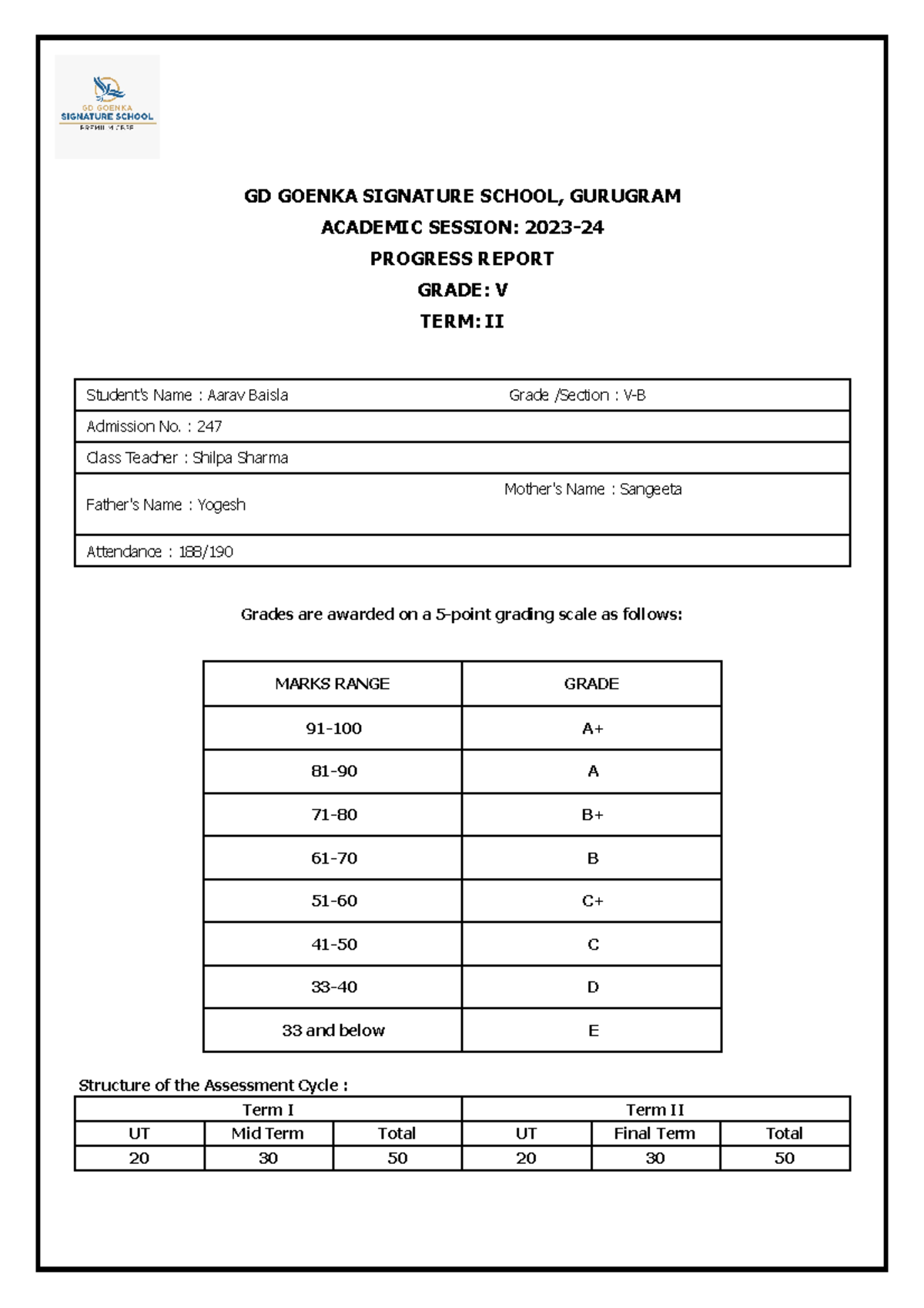 Report Card 5b - hhhhhhhhhhhhhhhhhhh - GD GOENKA SIGNATURE SCHOOL ...