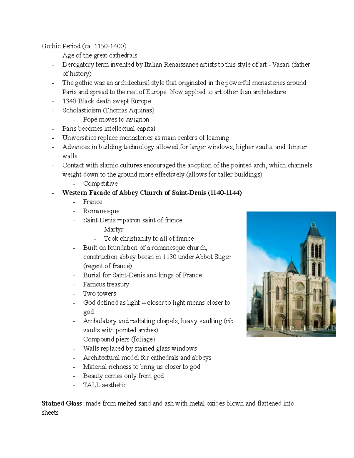 Gothic Art Notes - Gothic Period (ca. 1150-1400) - Age of the great ...