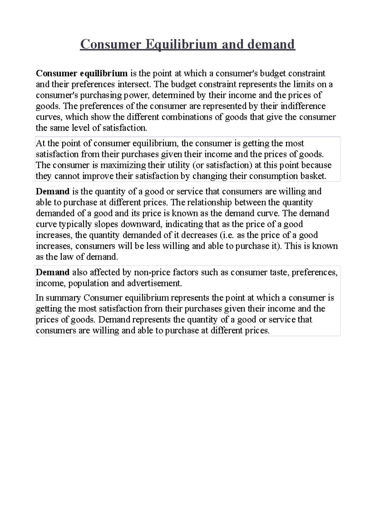 Consumer equilibrium and demand - Consumer Equilibrium and demand ...