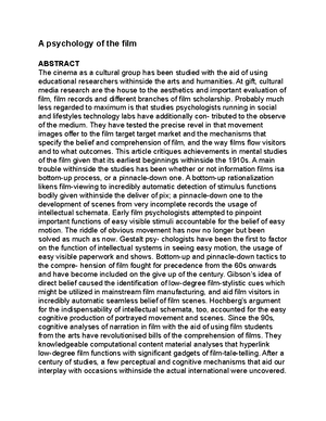 FILM Appreciation AND FILM Analysis - FILM APPRECIATION AND FILM ...