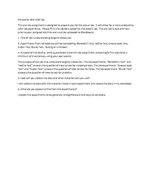 Understanding Photosynthesis and Cellular Respiration - Pre-lab for BIO 1030 lab This pre-lab ...