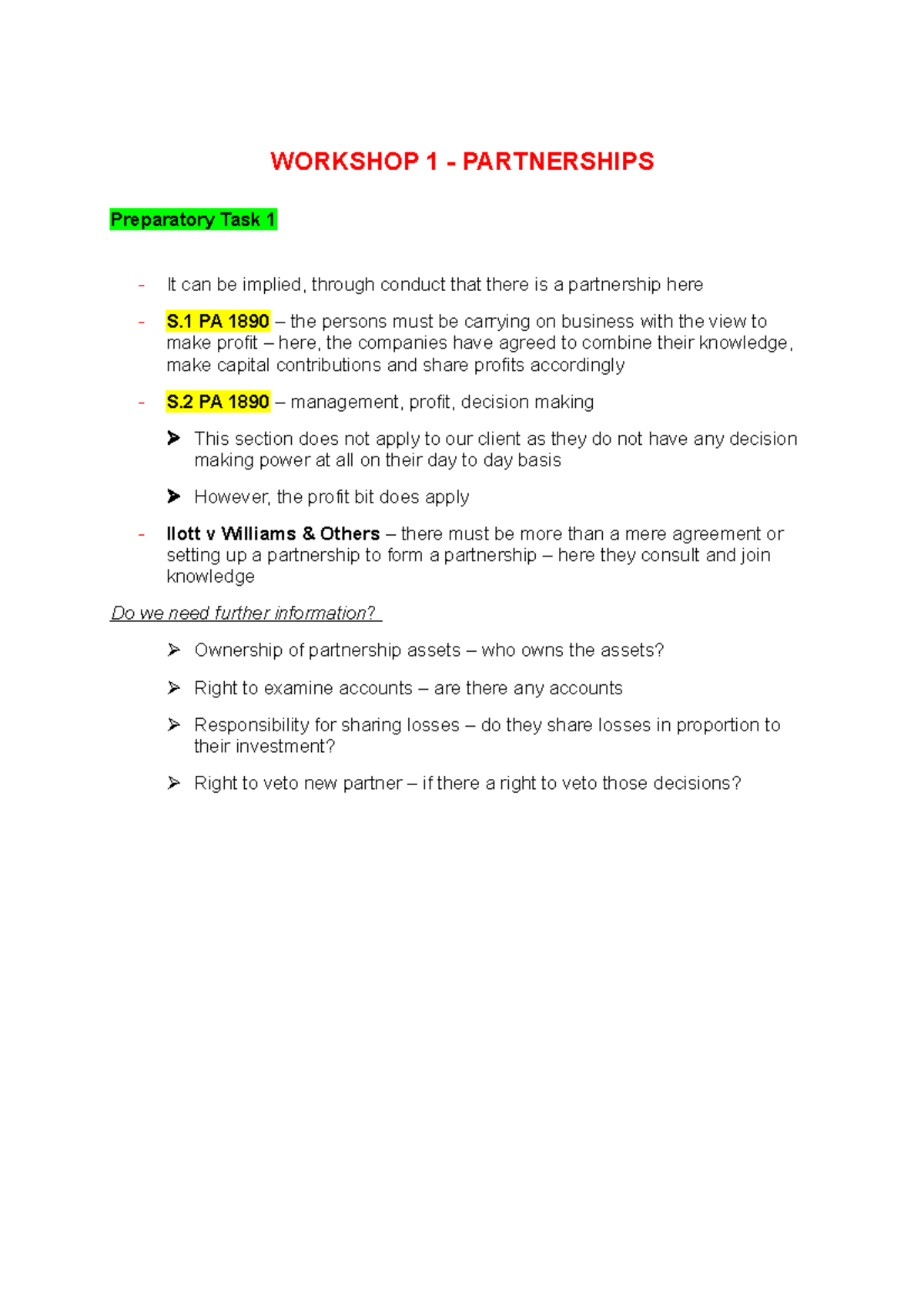 Partnerships - Workshop 1 - WORKSHOP 1 - PARTNERSHIPS Preparatory Task ...