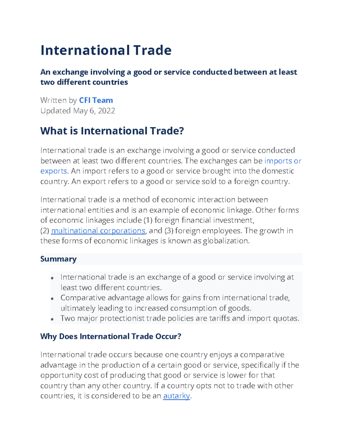 International Trade Define - International Trade ####### An exchange ...