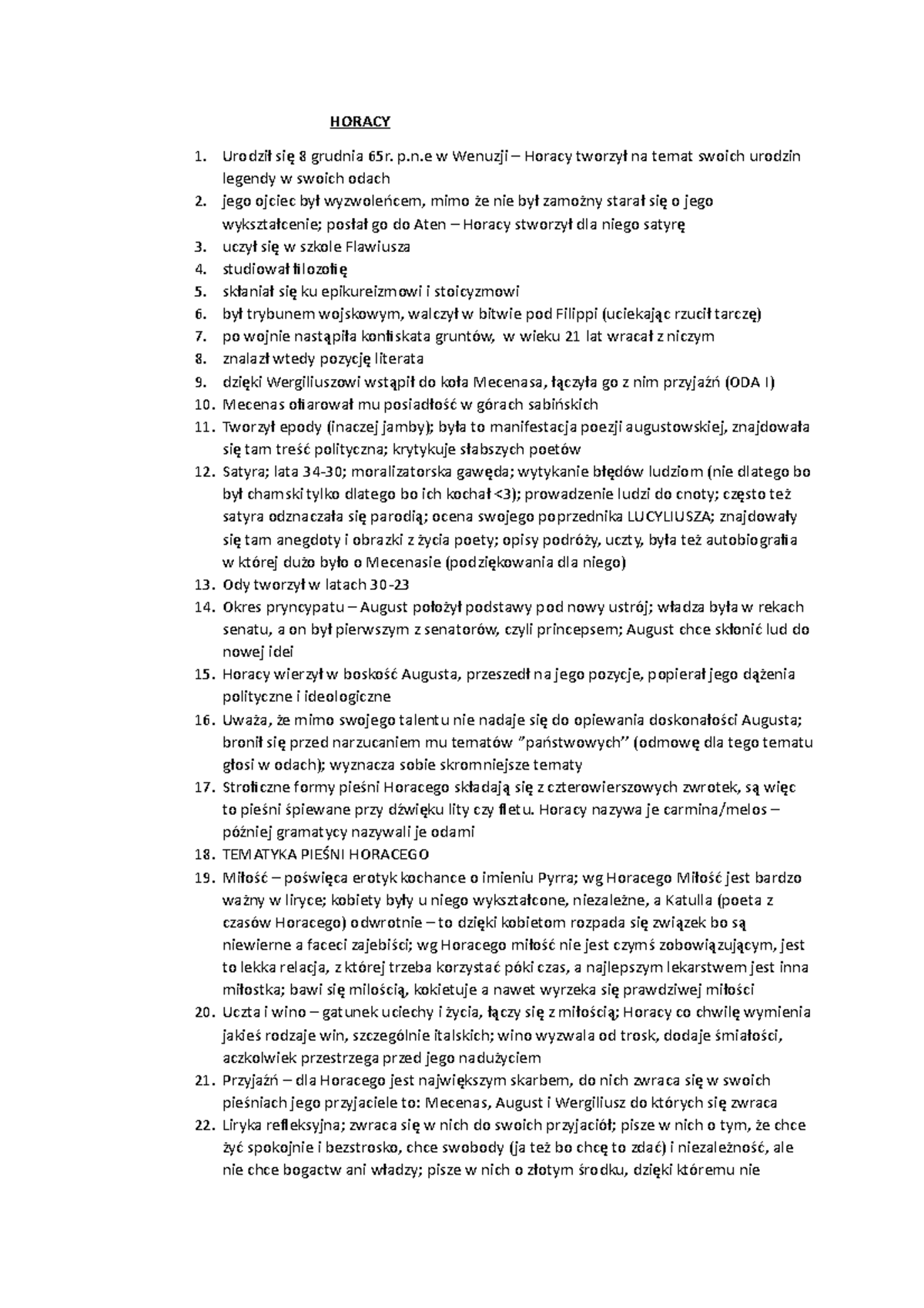 Opracowanie; Horacy biografia - HORACY Urodził się 8 grudnia 65r. p.n w ...