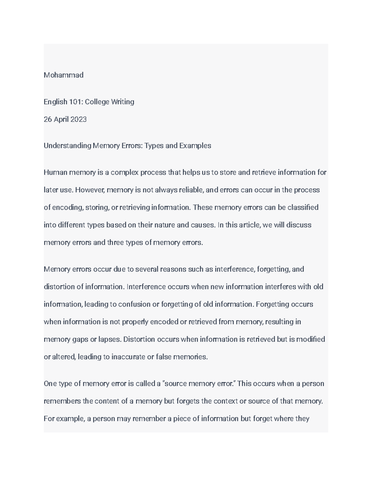 Understanding Memory Errors Types and Examples - Mohammad English 101 ...