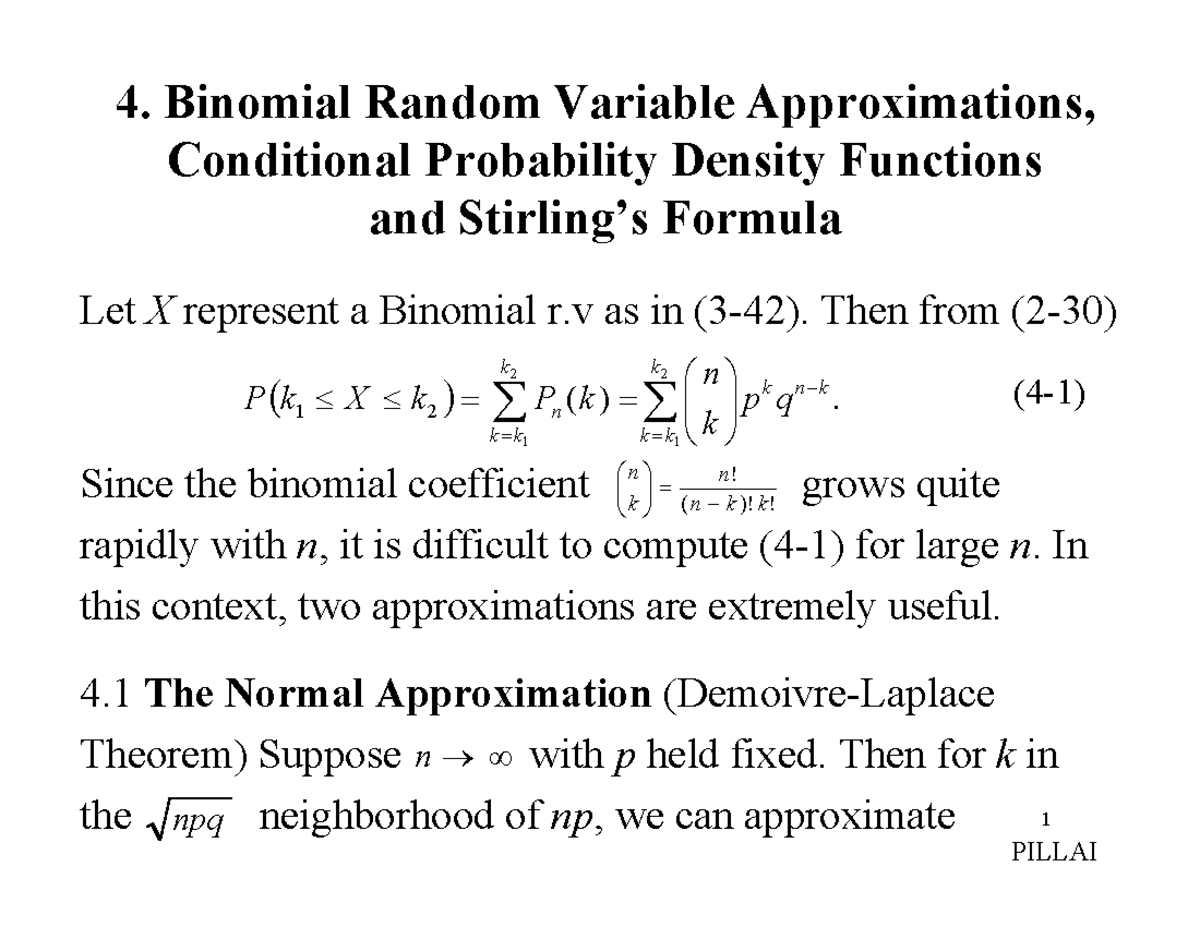 Lect4a - Lecture notes 4 - 1. 4. Binomial Random Variable ...