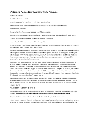 Revised trach suctioning procedure - Performing Tracheostomy or ...