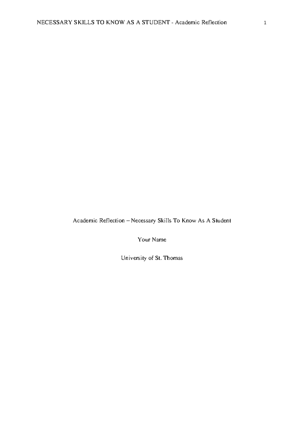 Academic Reflection - Psychology (1st Reflection Paper) - NECESSARY ...