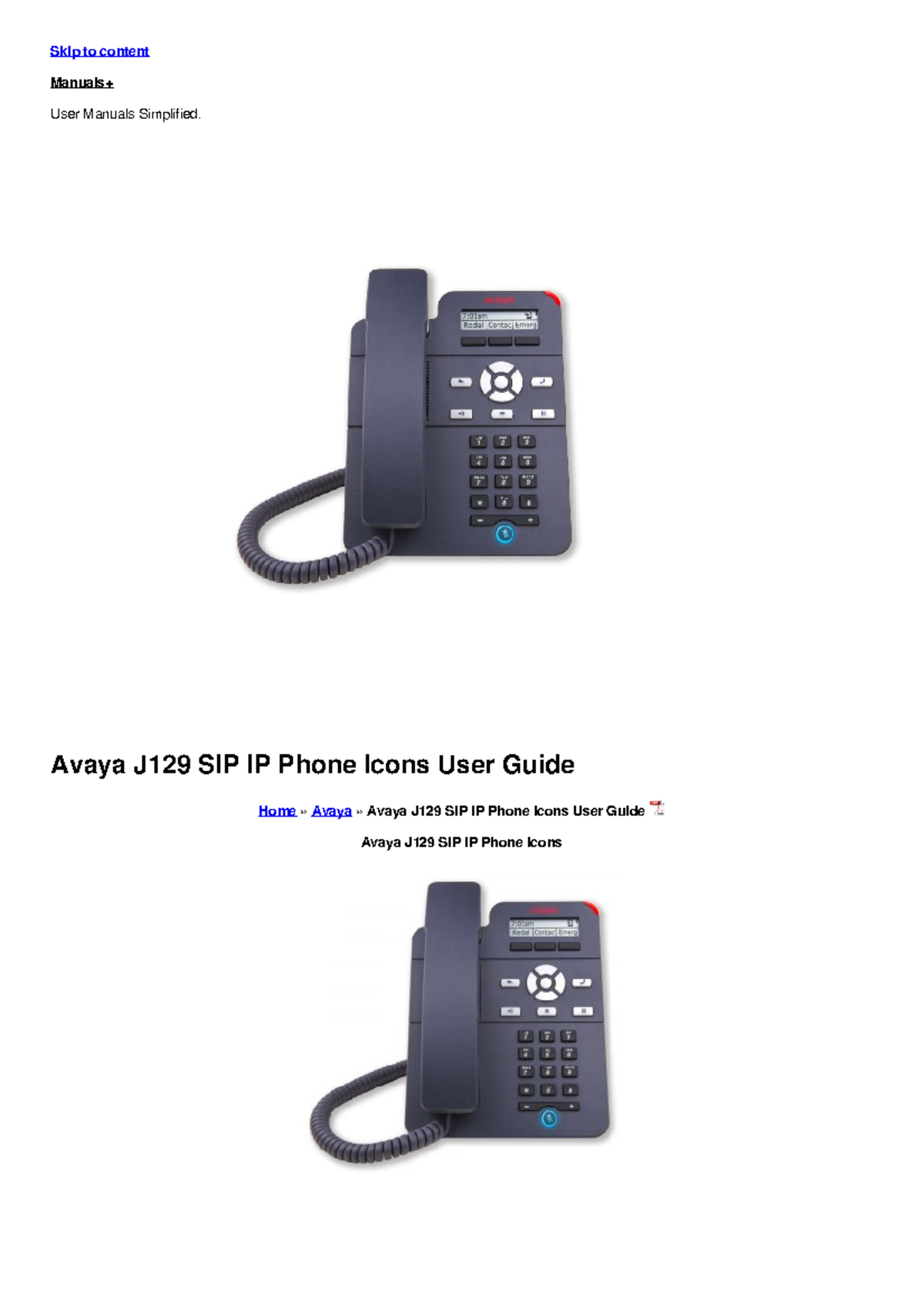Avaya j129 sip ip phone icons manual - Skip to content Manuals+ User ...