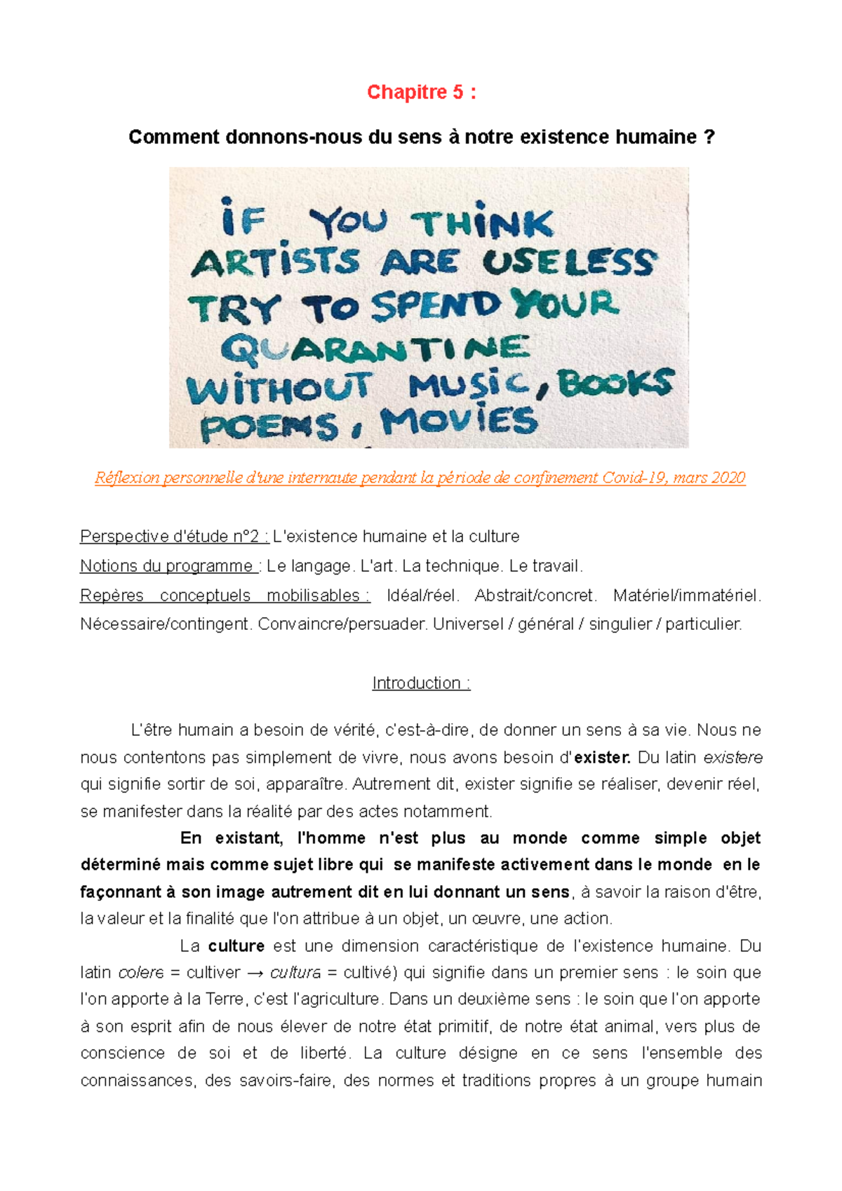 cours philosophie - Chapitre 5 : Comment donnons-nous du sens à notre ...