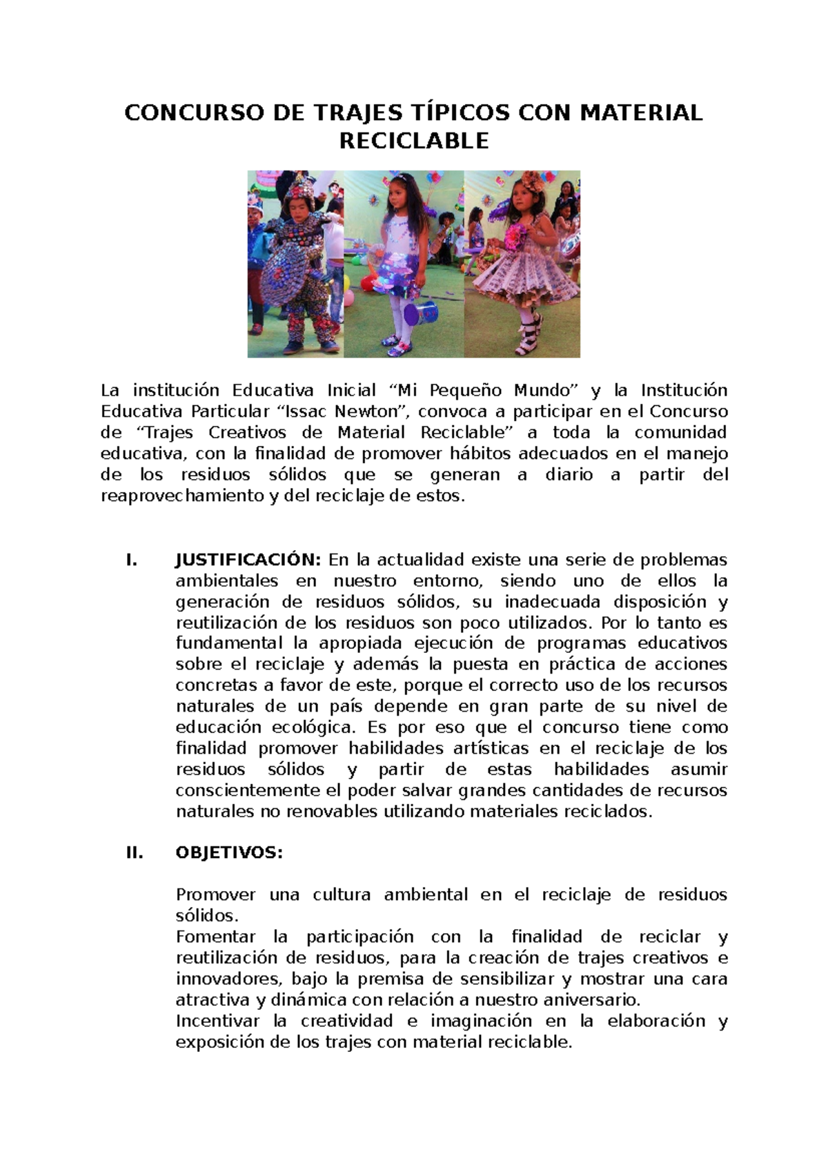 Concurso DE Trajes Típicos CON Material Reciclable 2023 - CONCURSO DE ...