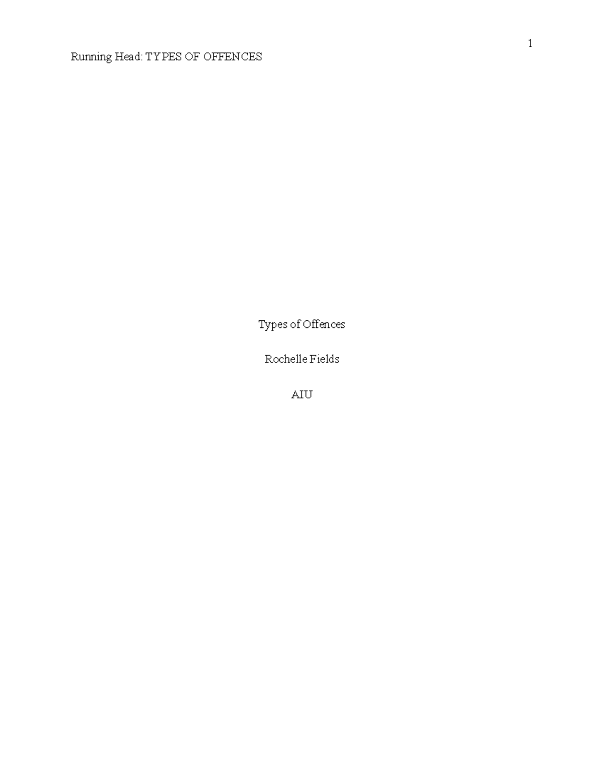 Introduction to Criminal Law Week 3 Assi - Running Head: TYPES OF ...