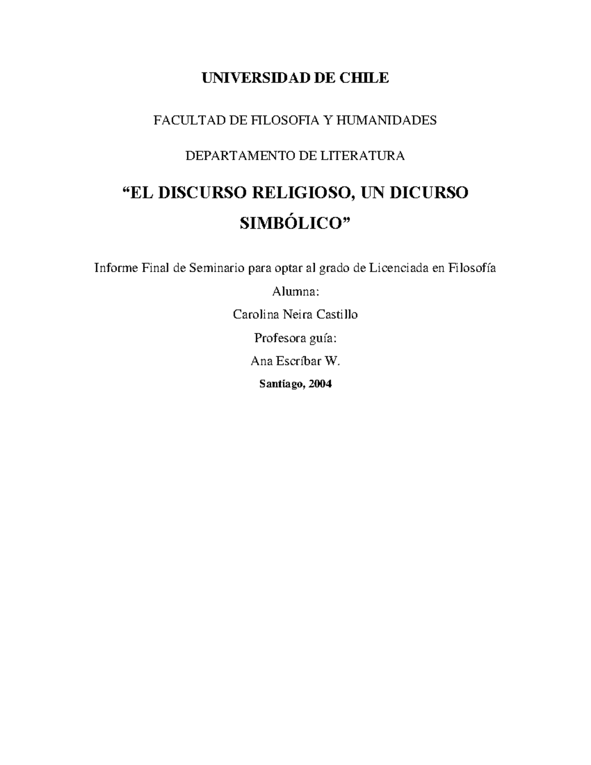 El discurso religioso un discurso simbolico - UNIVERSIDAD DE CHILE ...