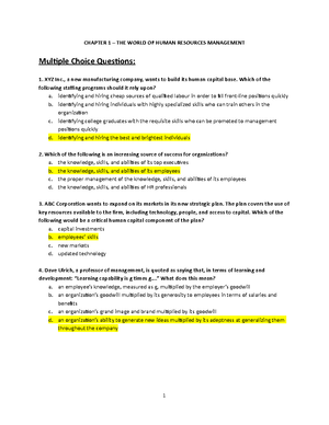 Chapter 4 - Multiple Choice Practice Questions - CHAPTER 4 – JOB ANALYSIS AND WORK DESIGN ...