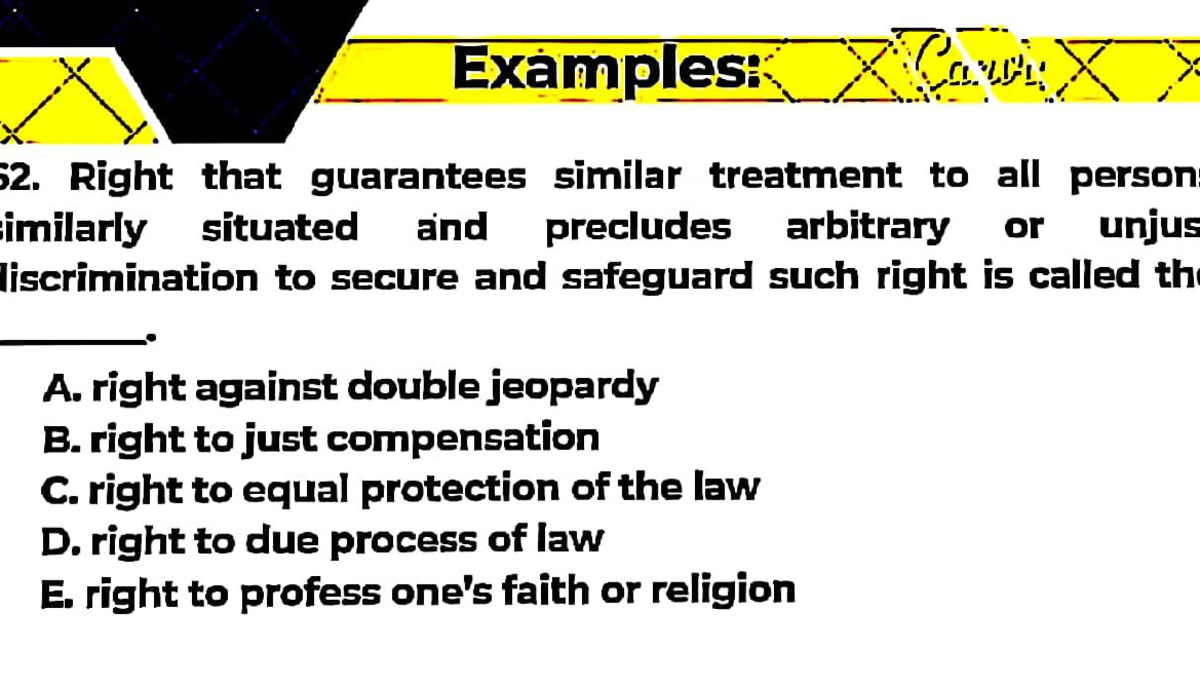 MATH273 3 - Jdnx - Examples: Right that guarantees similar treatment to ...