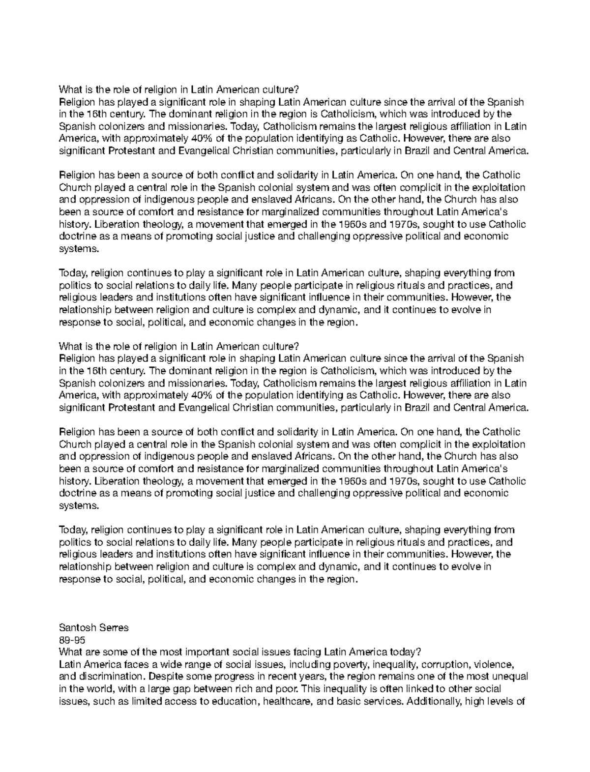 Intro to Latin America Humanities 7 - What is the role of religion in ...