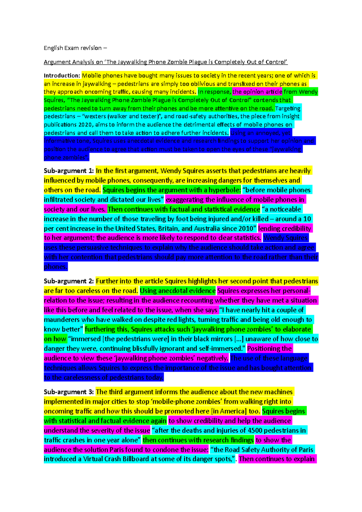 English Exam revision - arg analysis essay - English Exam revision ...