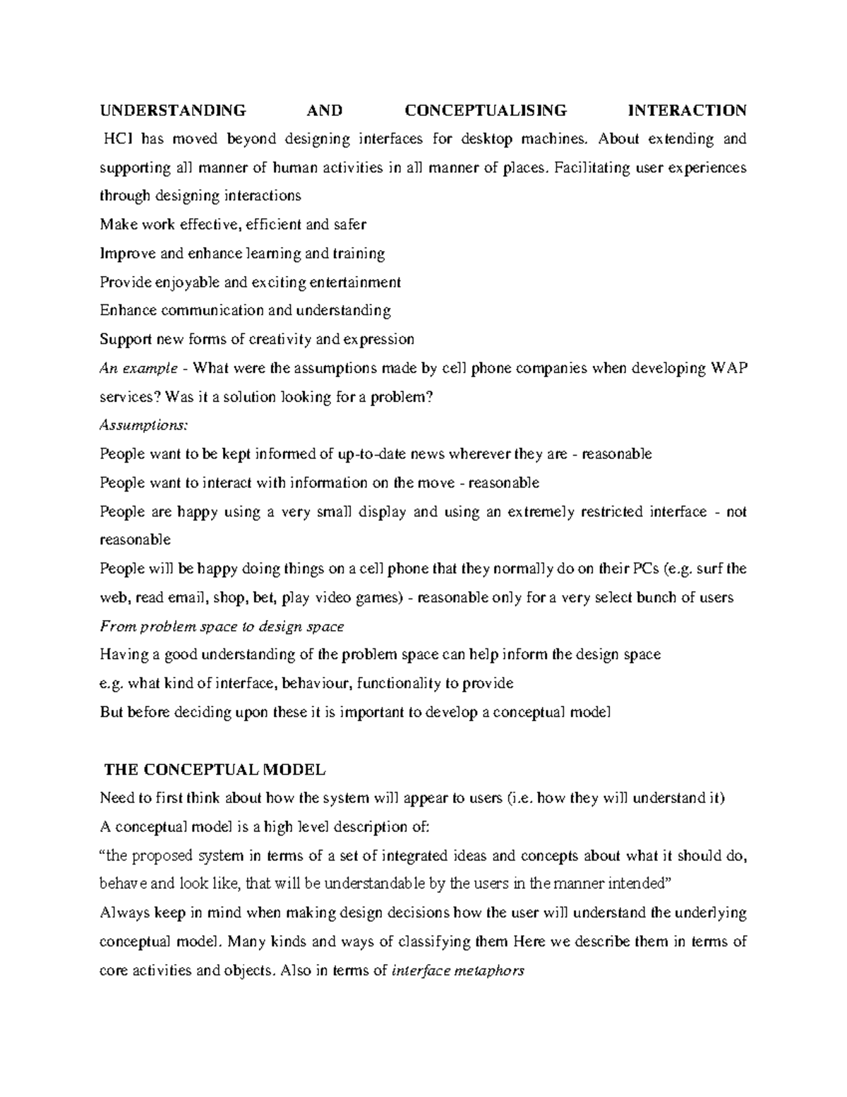 Lesson 4 - GOOD - UNDERSTANDING AND CONCEPTUALISING INTERACTION HCI has ...