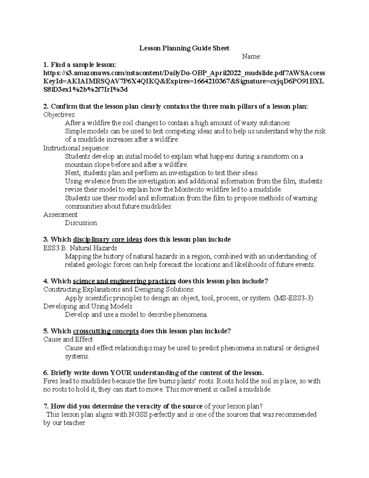 Week5 Lesson Planning Guide Sheet (1) - Lesson Planning Guide Sheet ...