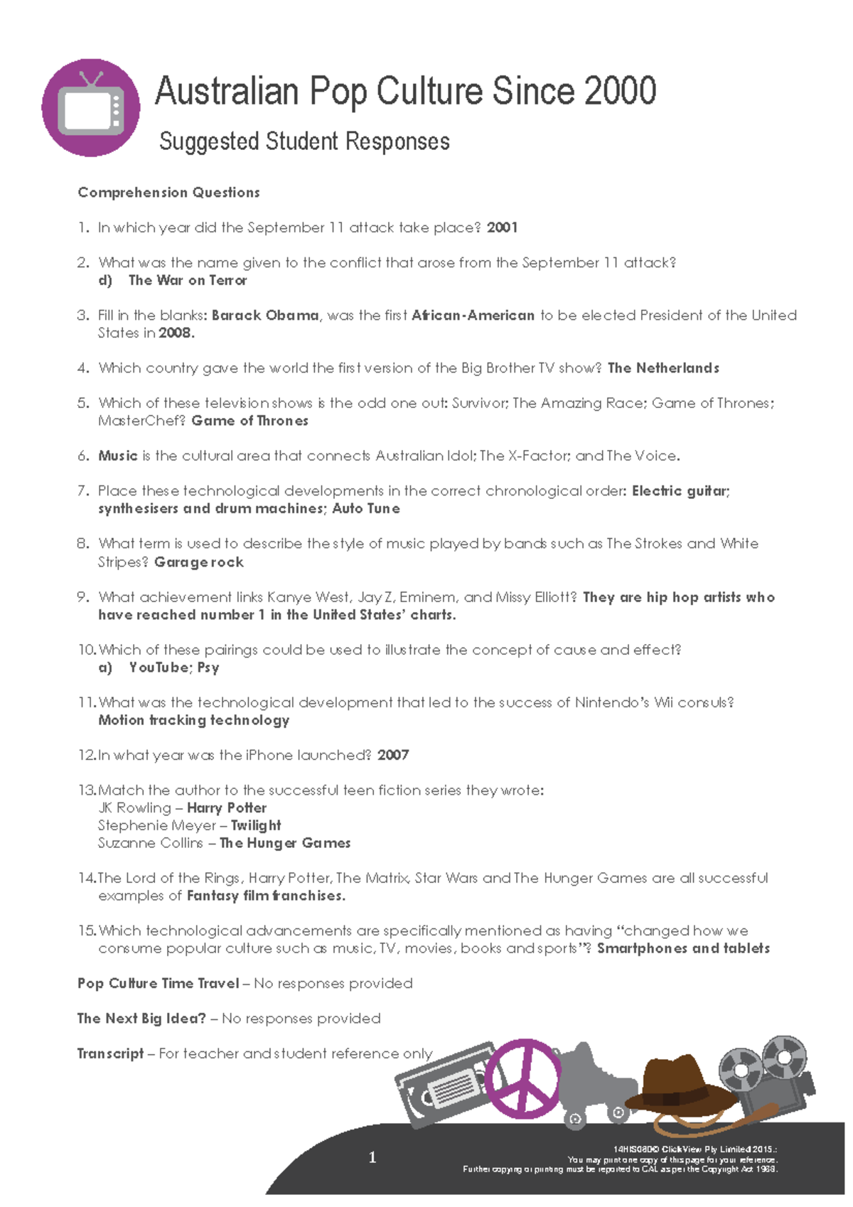 Suggested Student Responses - 1 Suggested Student Responses Australian ...