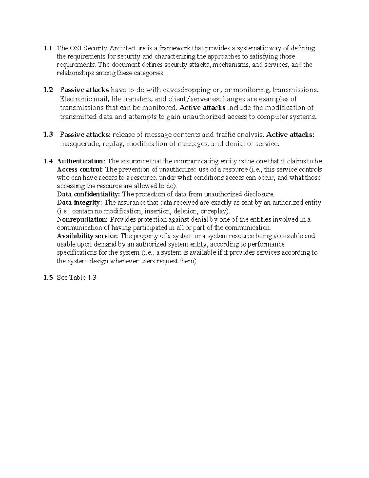 chapter 1 solution - 1 The OSI Security Architecture is a framework ...