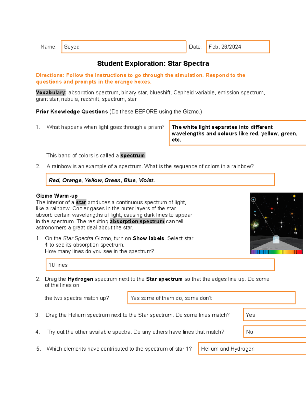 Earth and space science - Seyed - Name: Seyed Date: Feb. 26/ Student ...