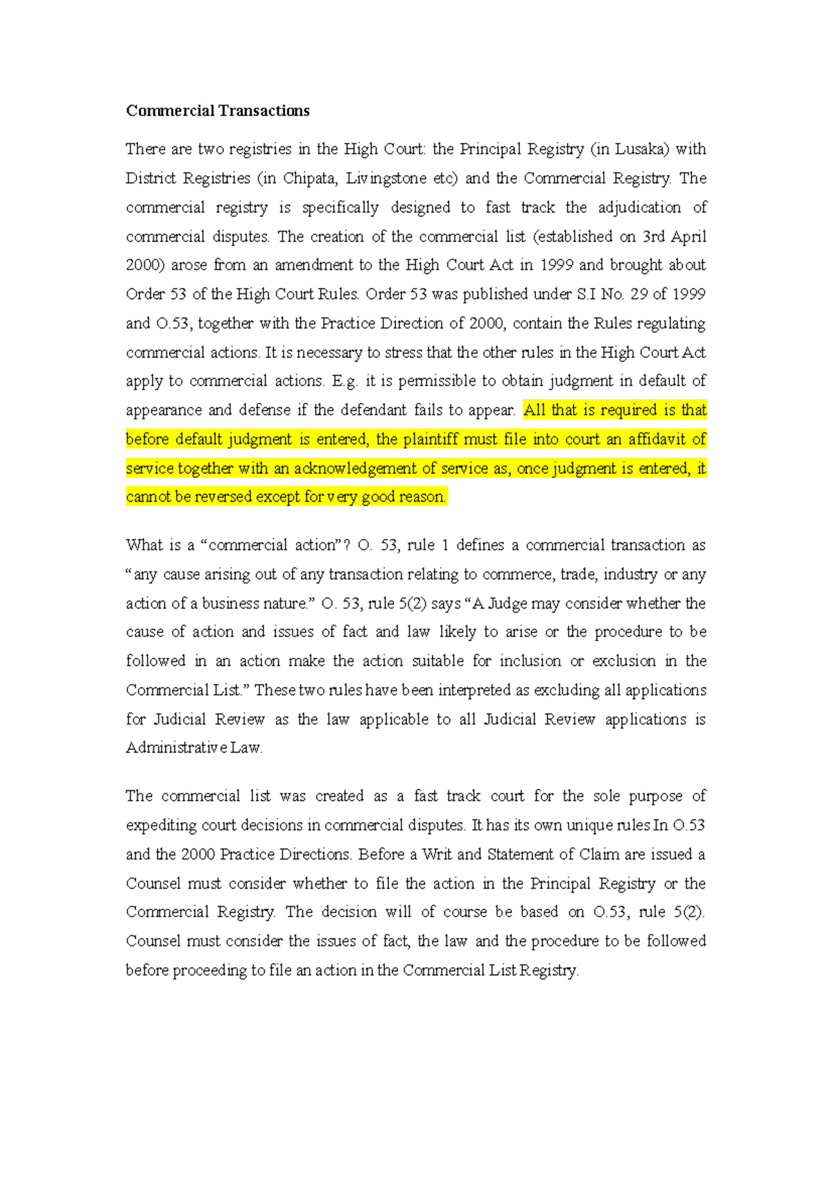 Commercial Transactions 2020 - Commercial Transactions There are two ...