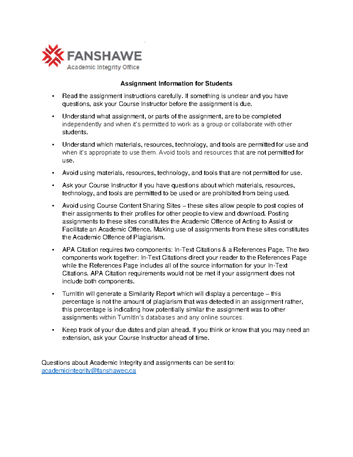 Assignment Information for Students - If something is unclear and you ...