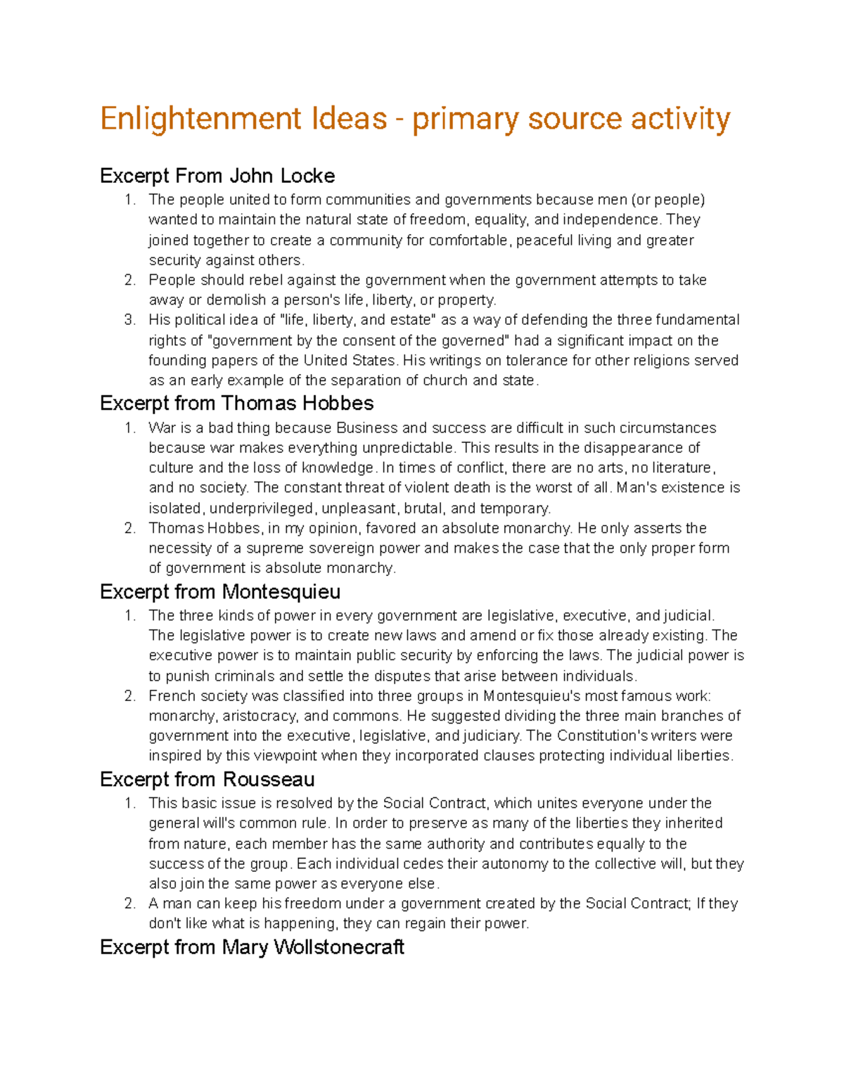 Janiah Henley - Enlightenment Ideas - primary source activity ...