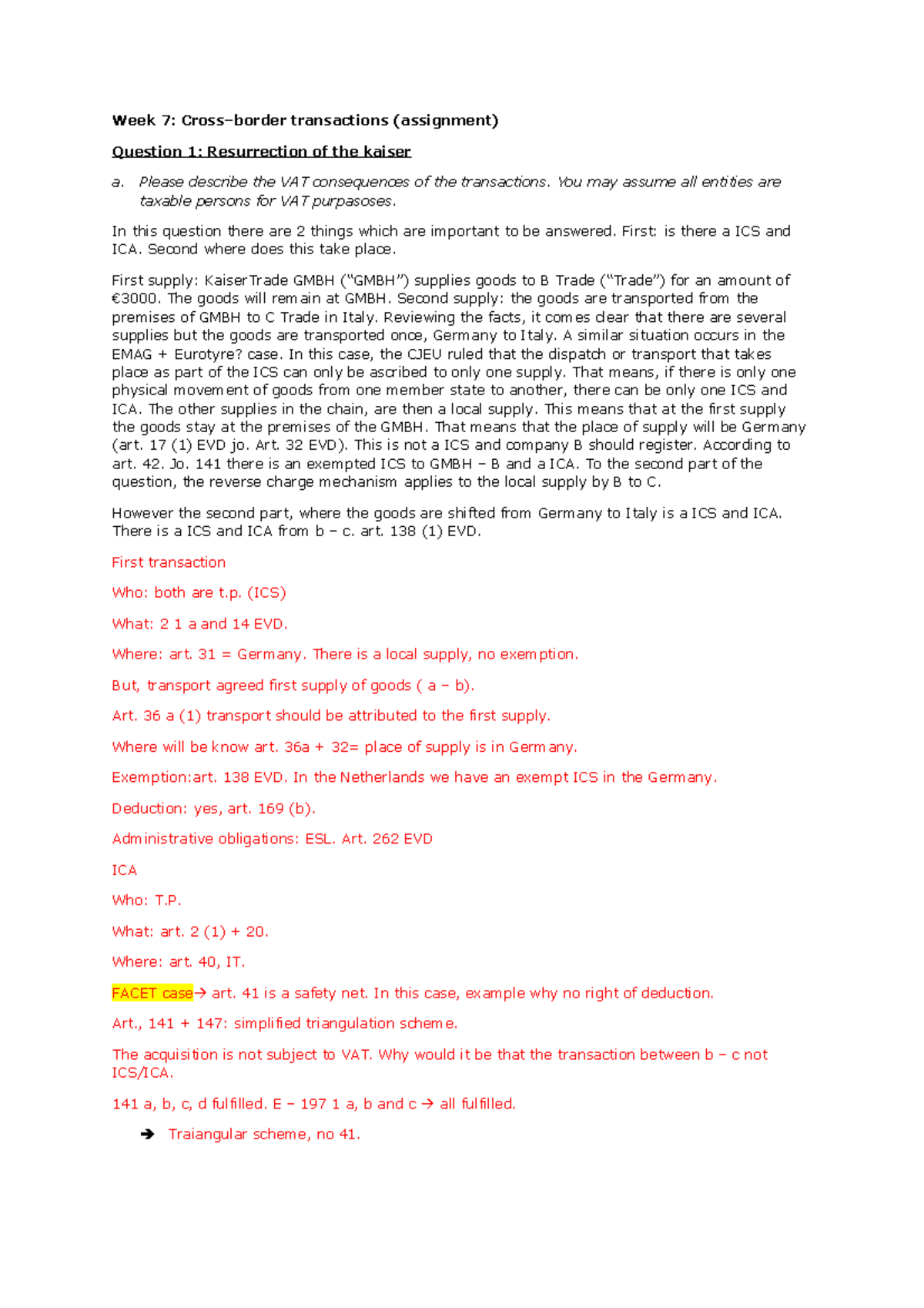 Week 7 (Assignment) - Week 7: Cross–border transactions (assignment) Question 1: Resurrection of ...