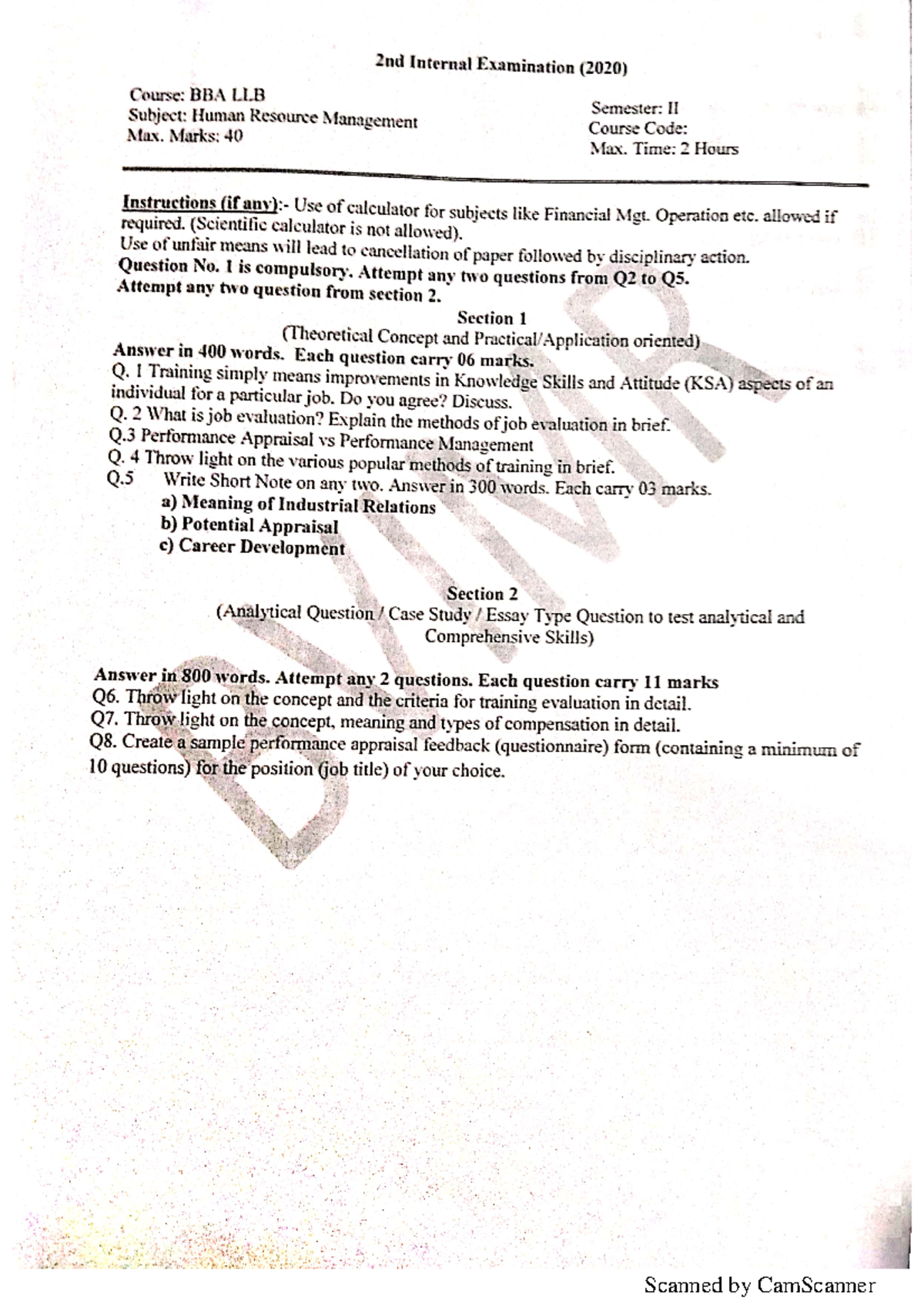 BBL II HRM - human resource managment notes - 2nd Internal Examination ...