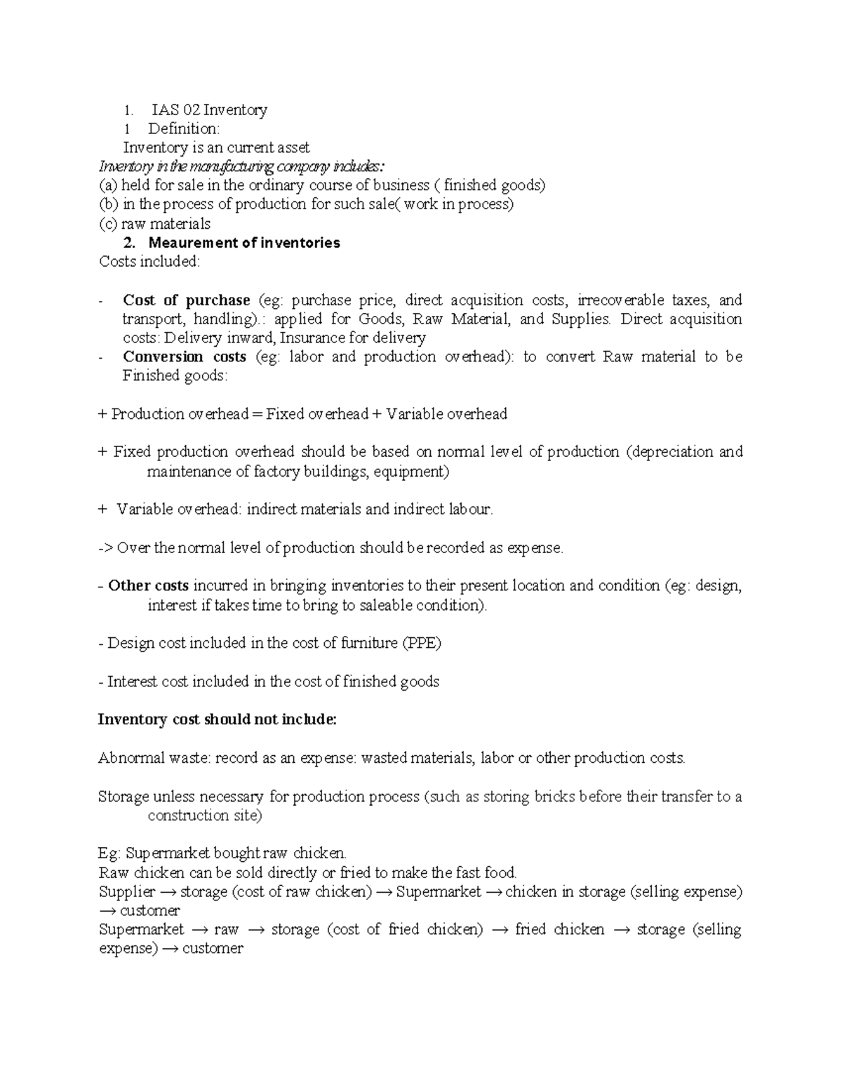 Mid kế quốc tế - IAS 02 Inventory 1 Definition: Inventory is an current ...