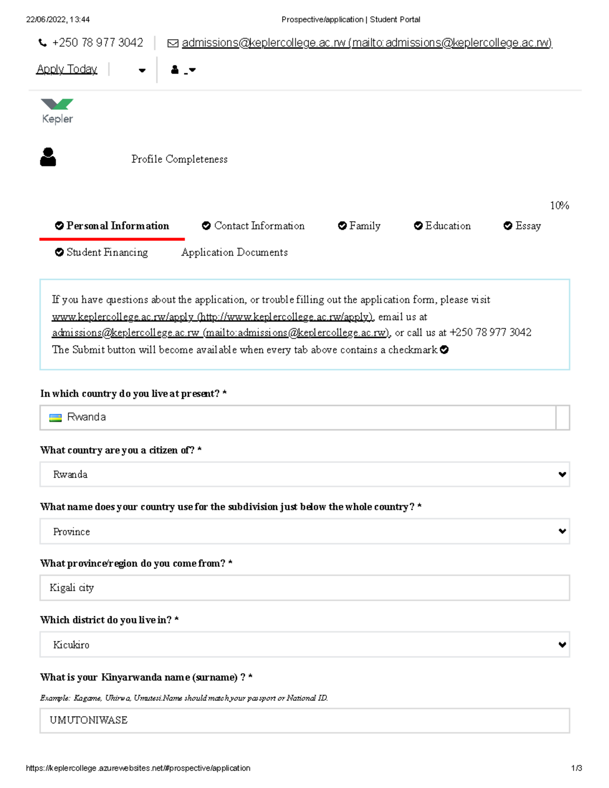 Prospective application Student Portal - 22/06/2022, 13:44 Prospective ...
