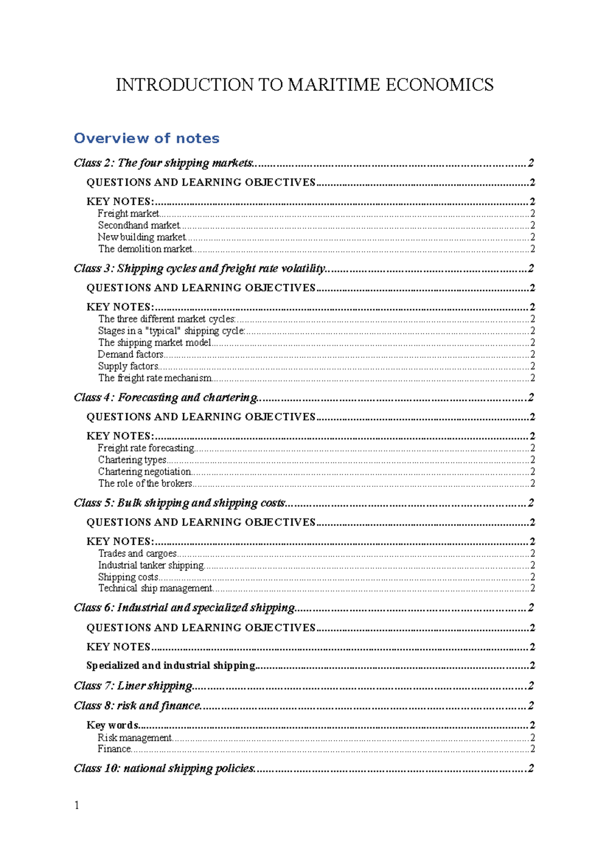 Introduction TO Maritime Economics - INTRODUCTION TO MARITIME ECONOMICS ...