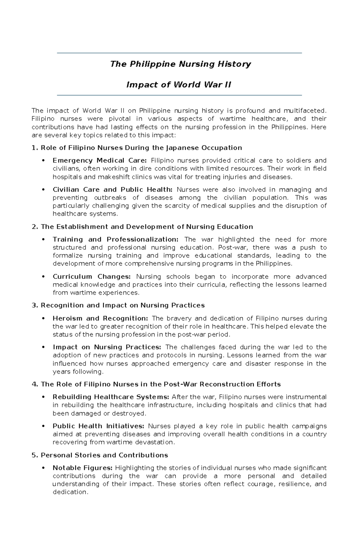 TFN Assignment 1 - History of nursing in the Philippines - The ...