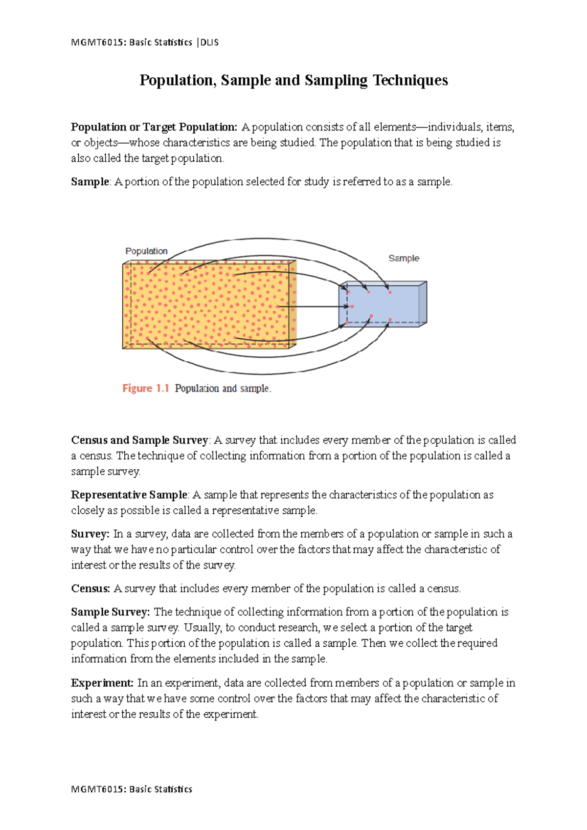 Population Sample And Sampling Techniques Basic Statistics Uwi 2689