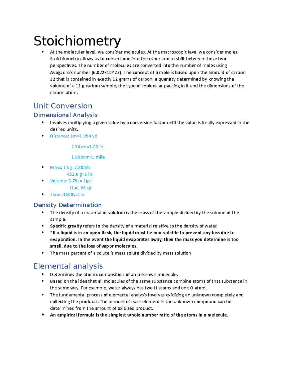 Stoichiometry and Solution Concentration - Studocu