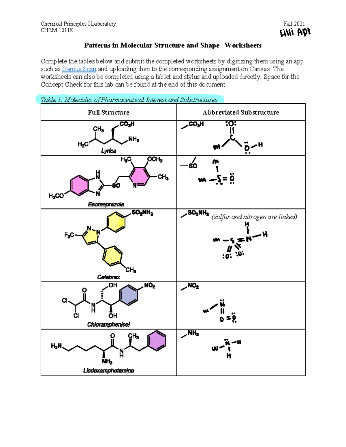 Molecular Structure And Shape Worksheet Chem 1211k Patterns In