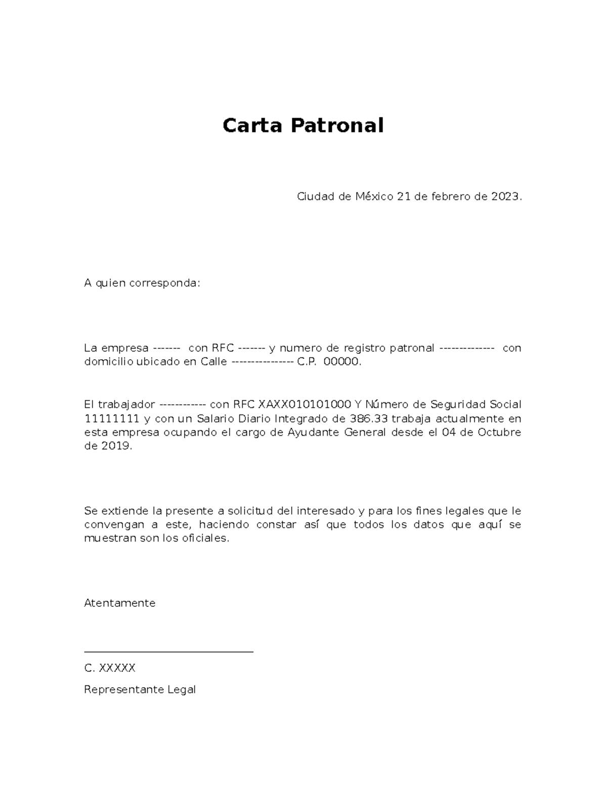 Carta Patronal Imss - Carta Patronal Ciudad de México 21 de febrero de ...
