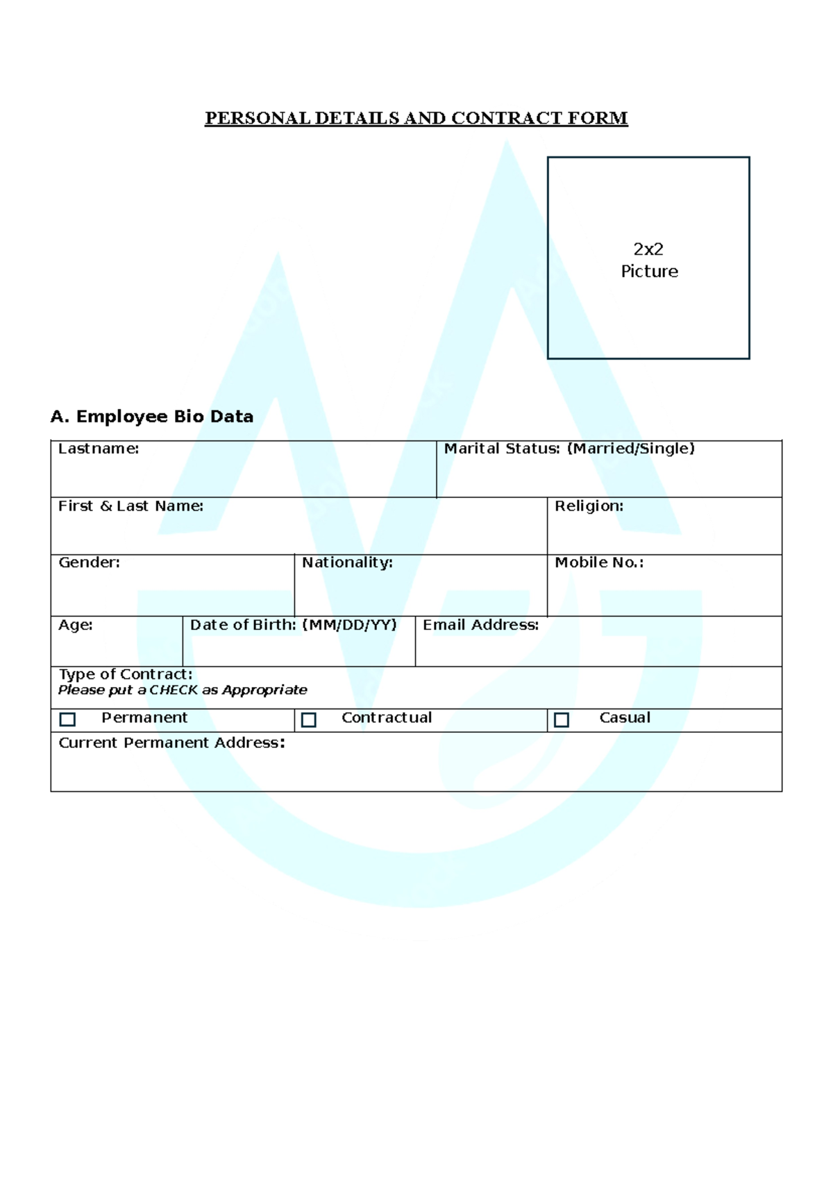 Personal Details AND Contract FORM - SHS STEM 11 - Earth Science ...