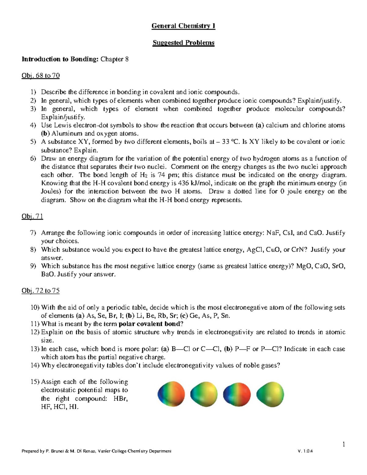 NYA Problems - Introduction to Bonding Obj - 1 General Chemistry I ...