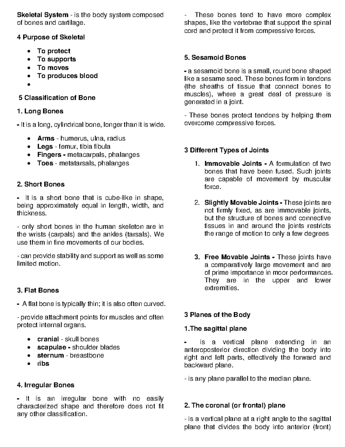 Skeletal System Reviewer ( P.E ) - Skeletal System - is the body system ...