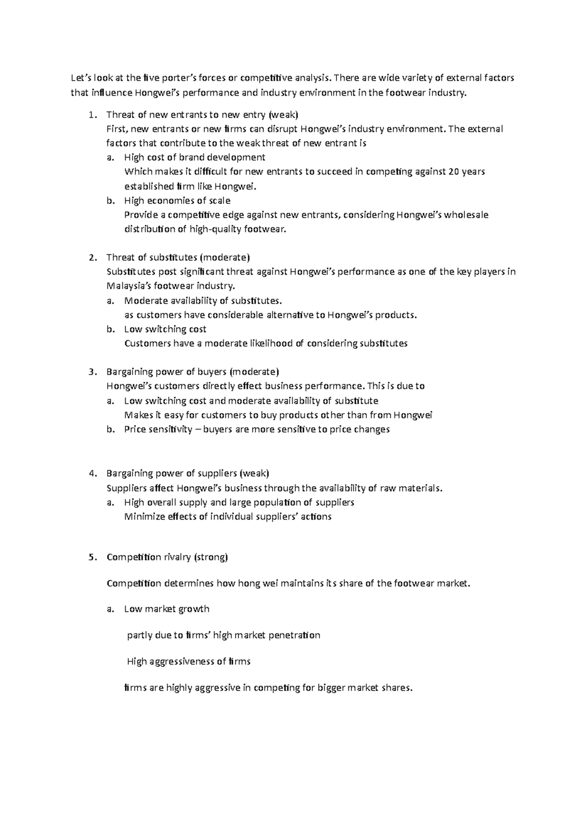 Script MAF671 case - Let’s look at the five porter’s forces or ...