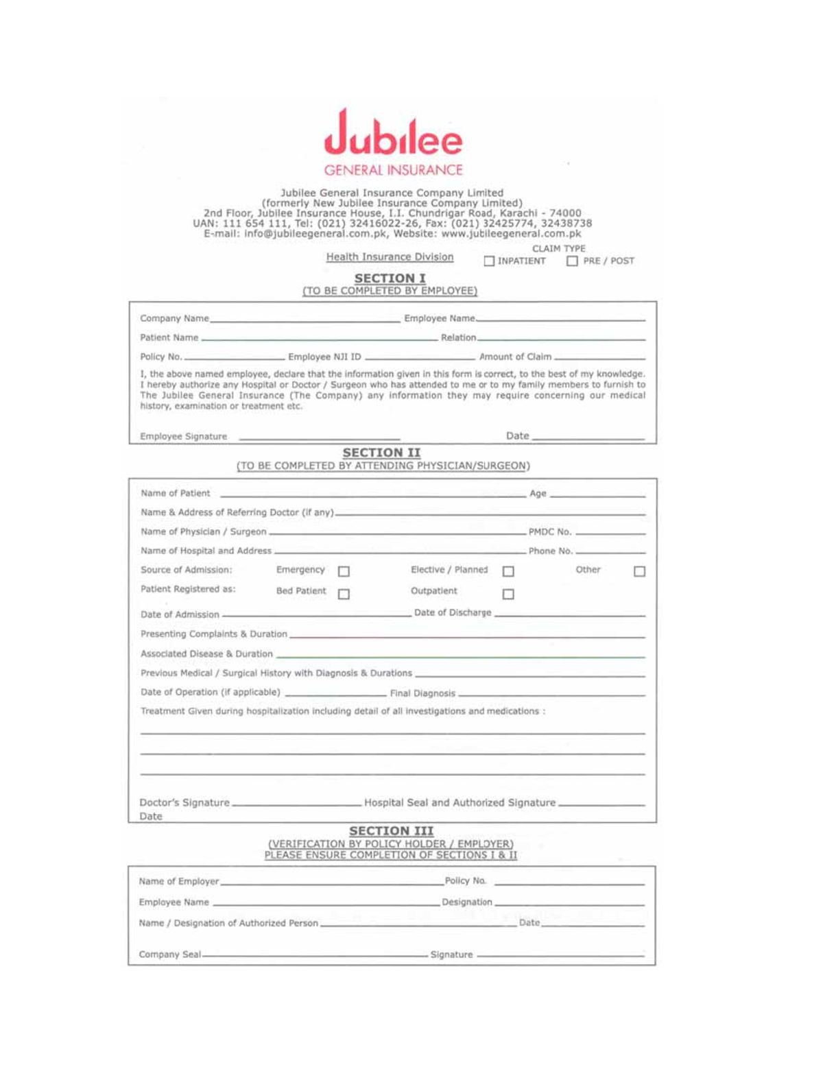 Inpatient-Claim-Form - meteorology - Studocu