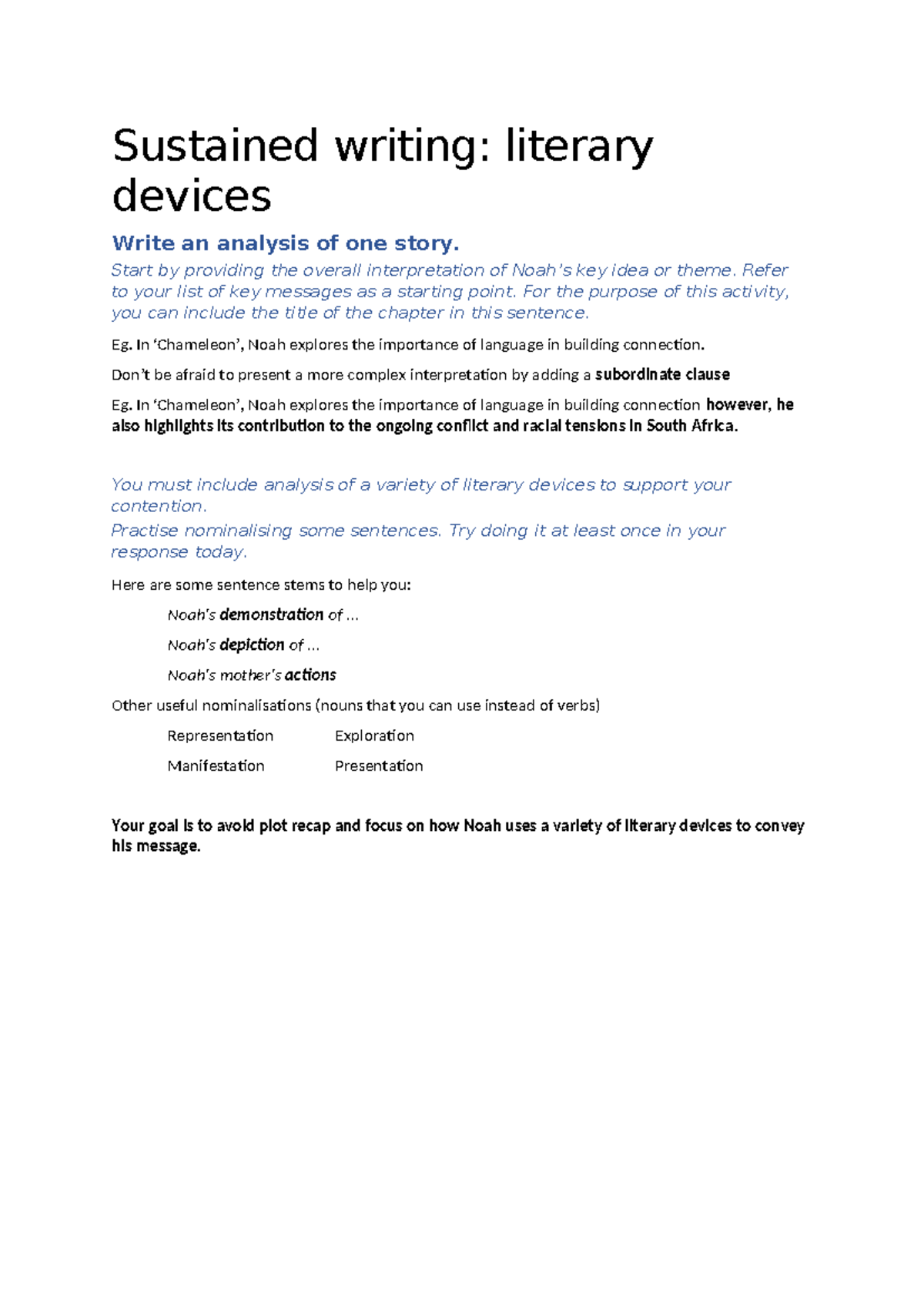 4.2 sustained writing literary devices - Sustained writing: literary ...